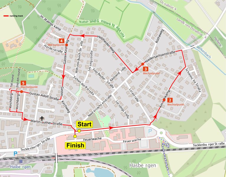 Streckenverlauf - Nacht von Hasbergen